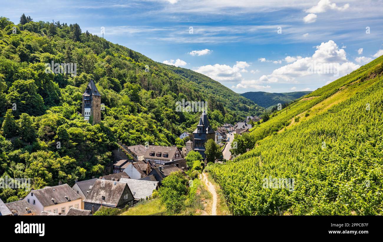 Vue panoramique sur la Bacharach. Bacharach est une petite ville de la ...