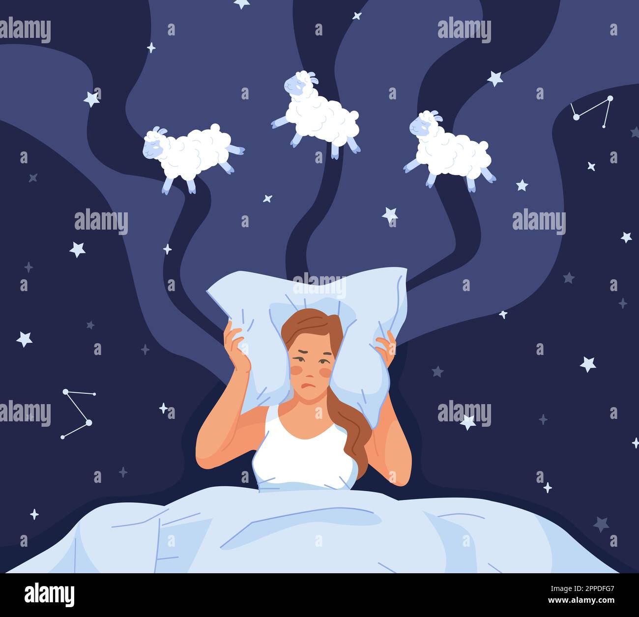 Woman counting sheep Banque d'images vectorielles - Alamy