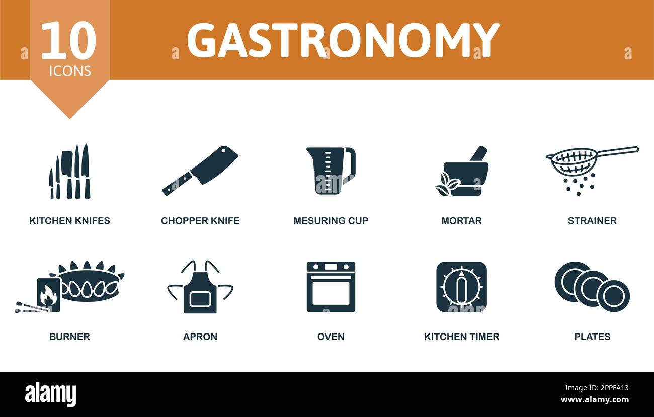 Ensemble de contour gastronomique. Icônes créatives : couteaux de ...