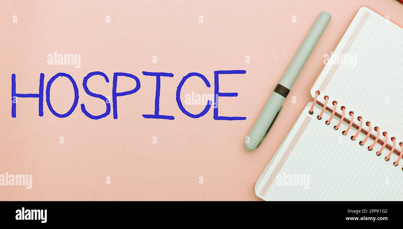 Panneau d'écriture à la main Hospice. Mot for met l'accent sur la ...