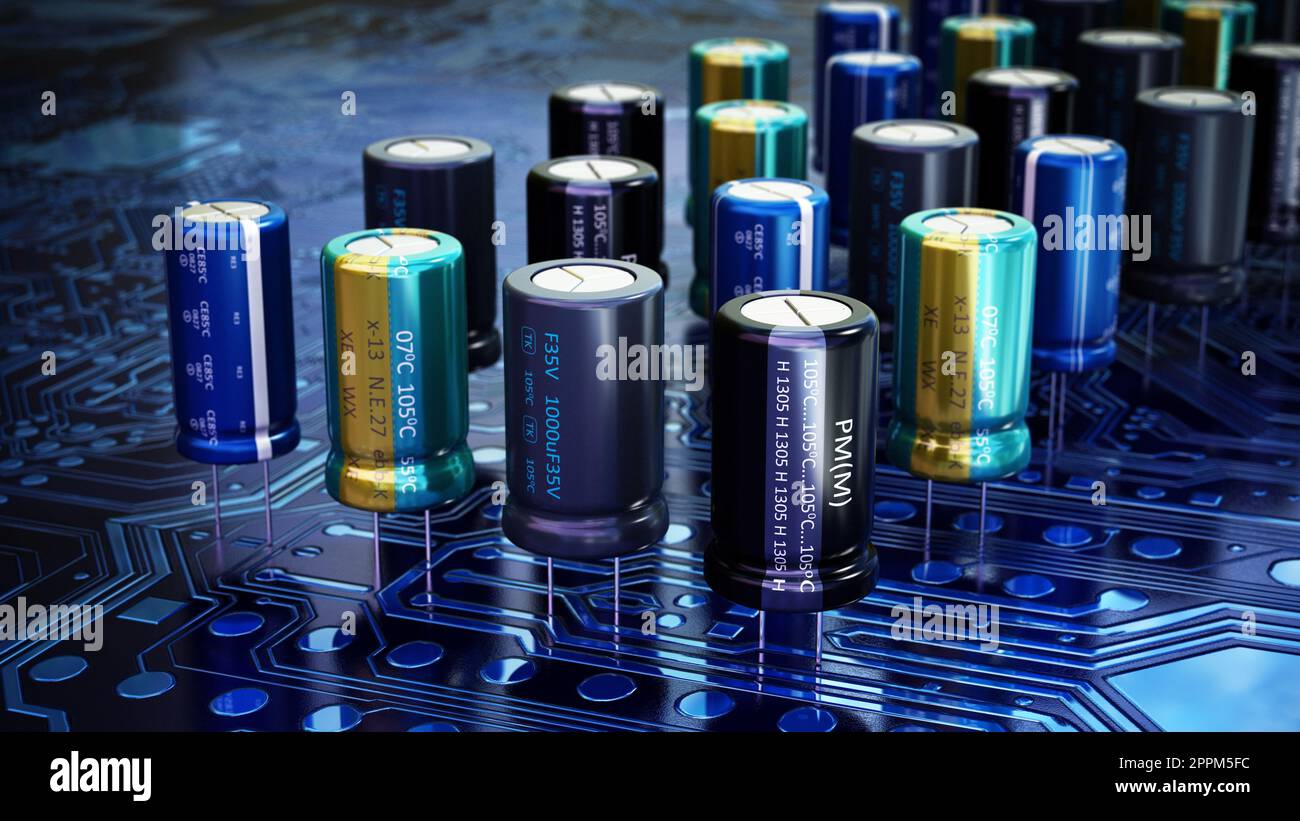 Capacitor capacitors pcb Banque de photographies et d’images à haute résolution - Alamy