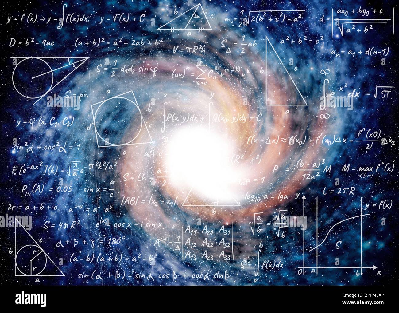 Illustration de la physique de base et des formules mathématiques et de ...