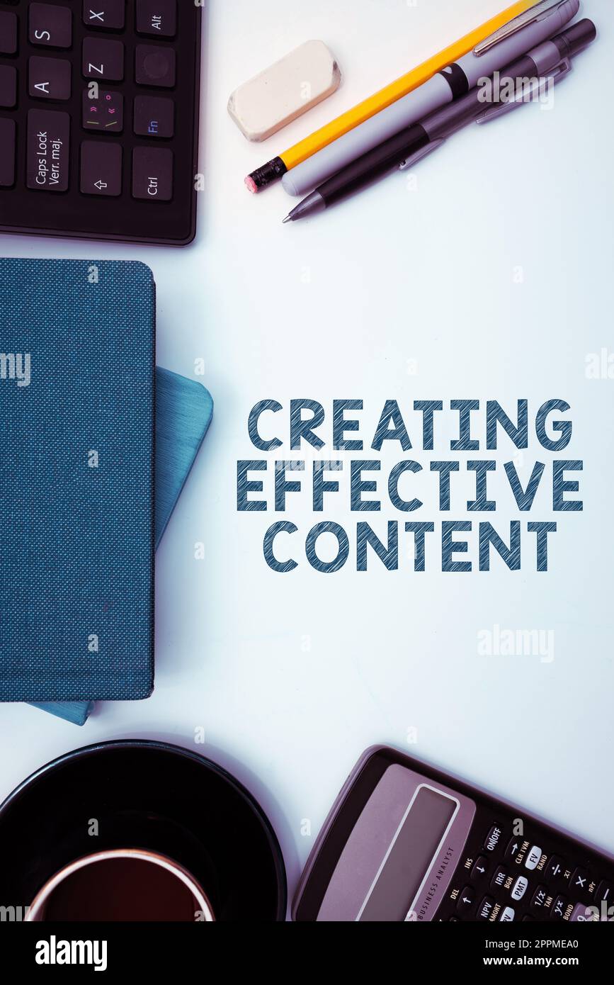 Légende de texte présentant création d'un contenu efficace, Word écrit ...