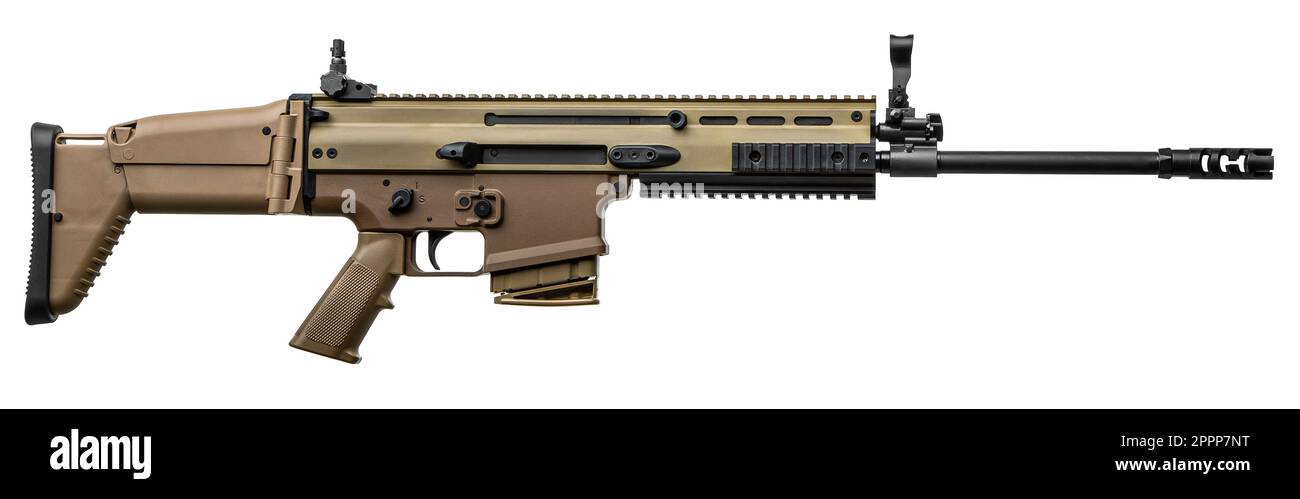 Fusil automatique moderne isolé sur fond blanc. Armes pour la police ...