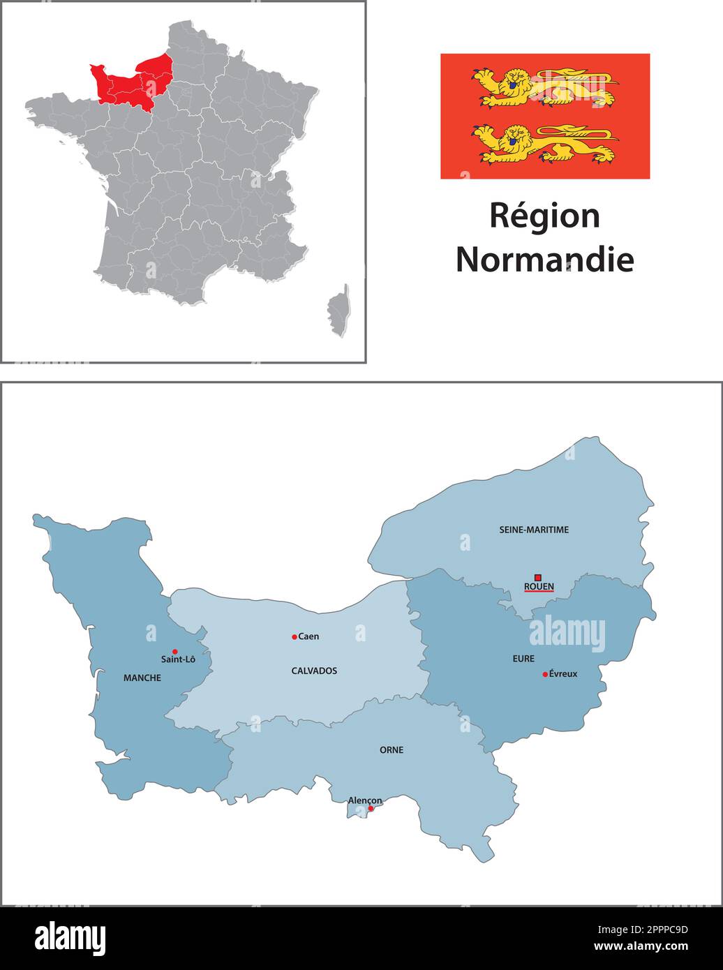 Carte vectorielle administrative avec drapeau de la région française de ... Carte vectorielle administrative avec drapeau de la région française de ...