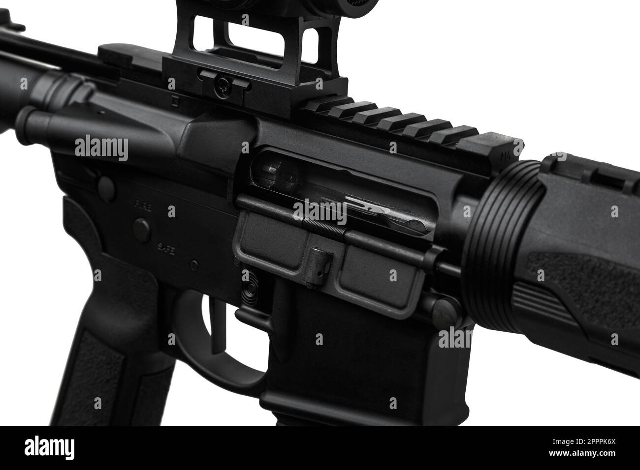 Fusil automatique moderne isolé sur fond blanc. Armes pour la police ...