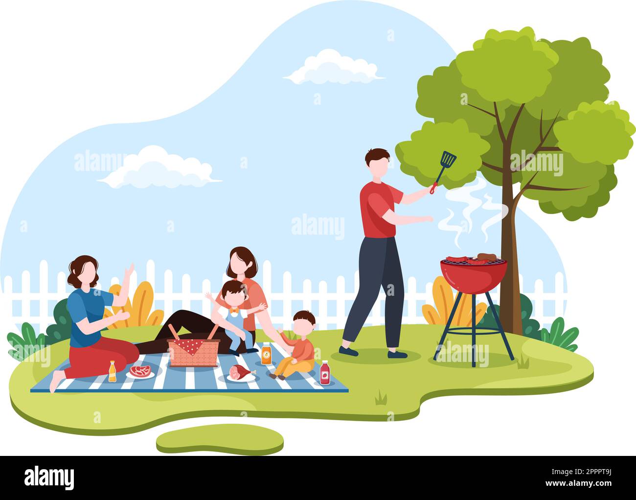 Barbecue ou barbecue avec steaks sur le grill, grille-pain, saucisse ...