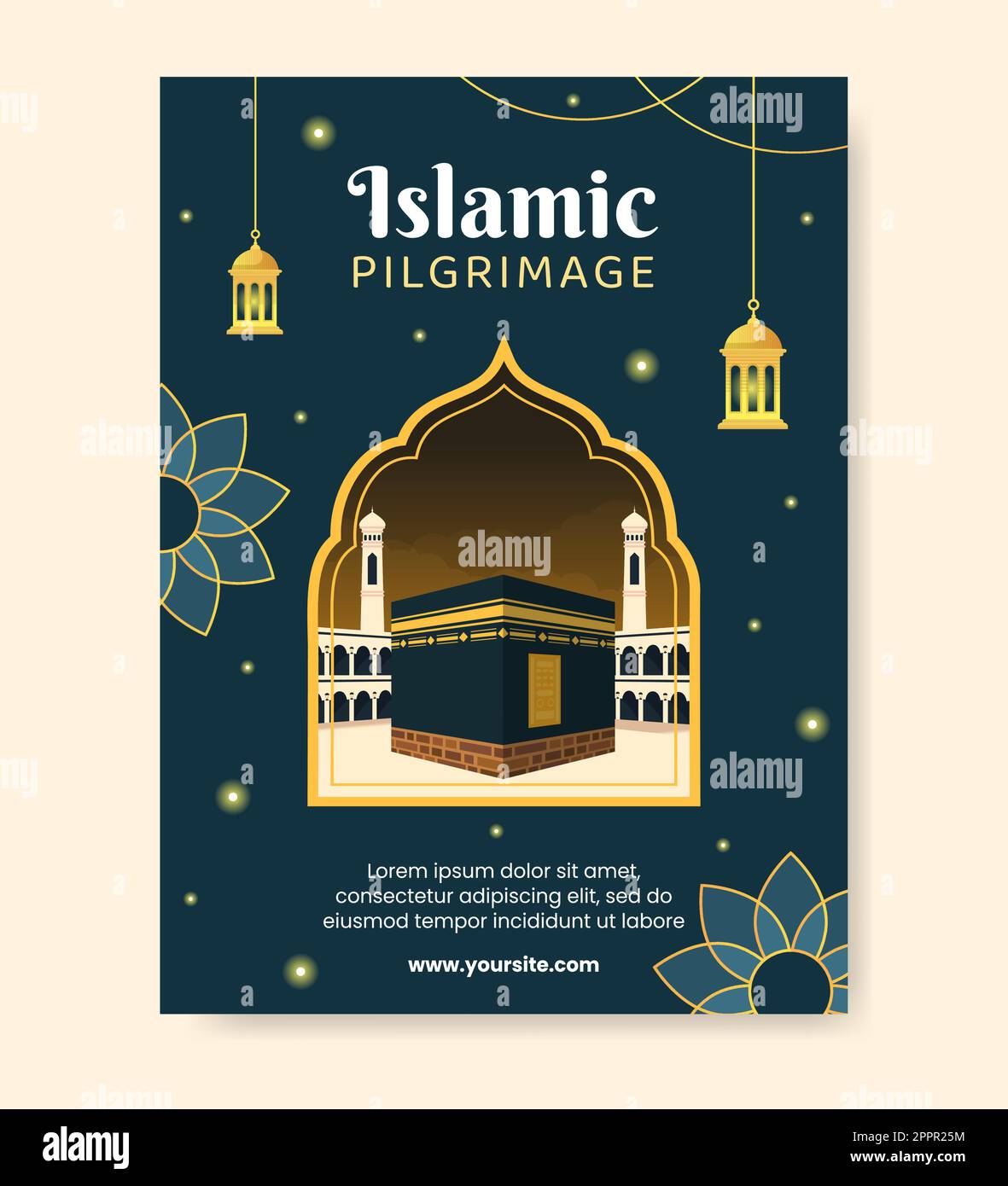 Hajj ou Umrah Mabroor modèle d'affiche médias sociaux dessin animé à ...