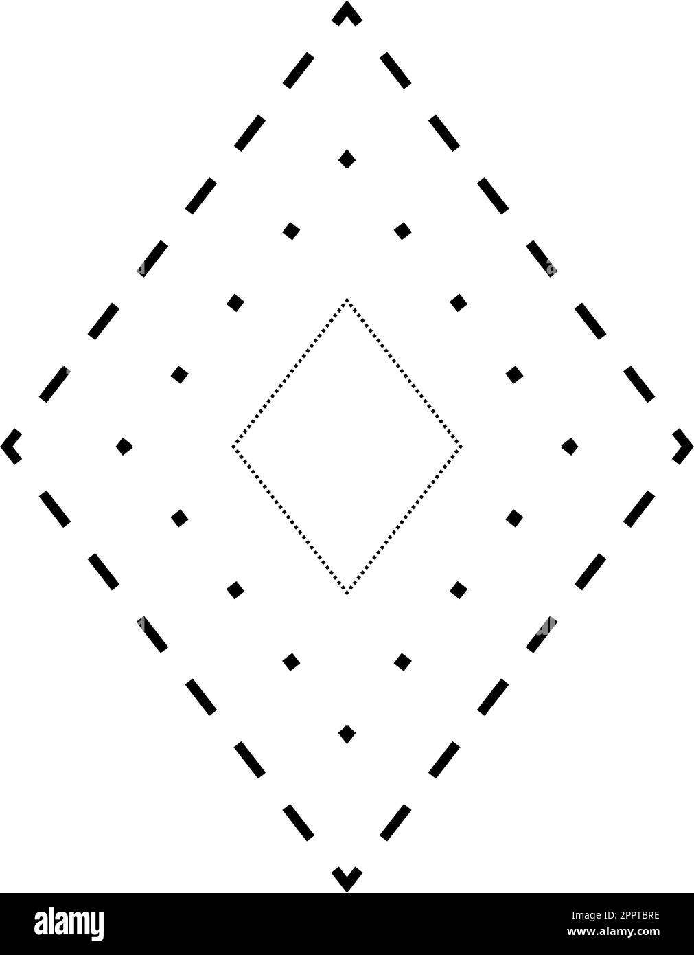 Traçage du symbole de forme de losange, élément en pointillés et en ...