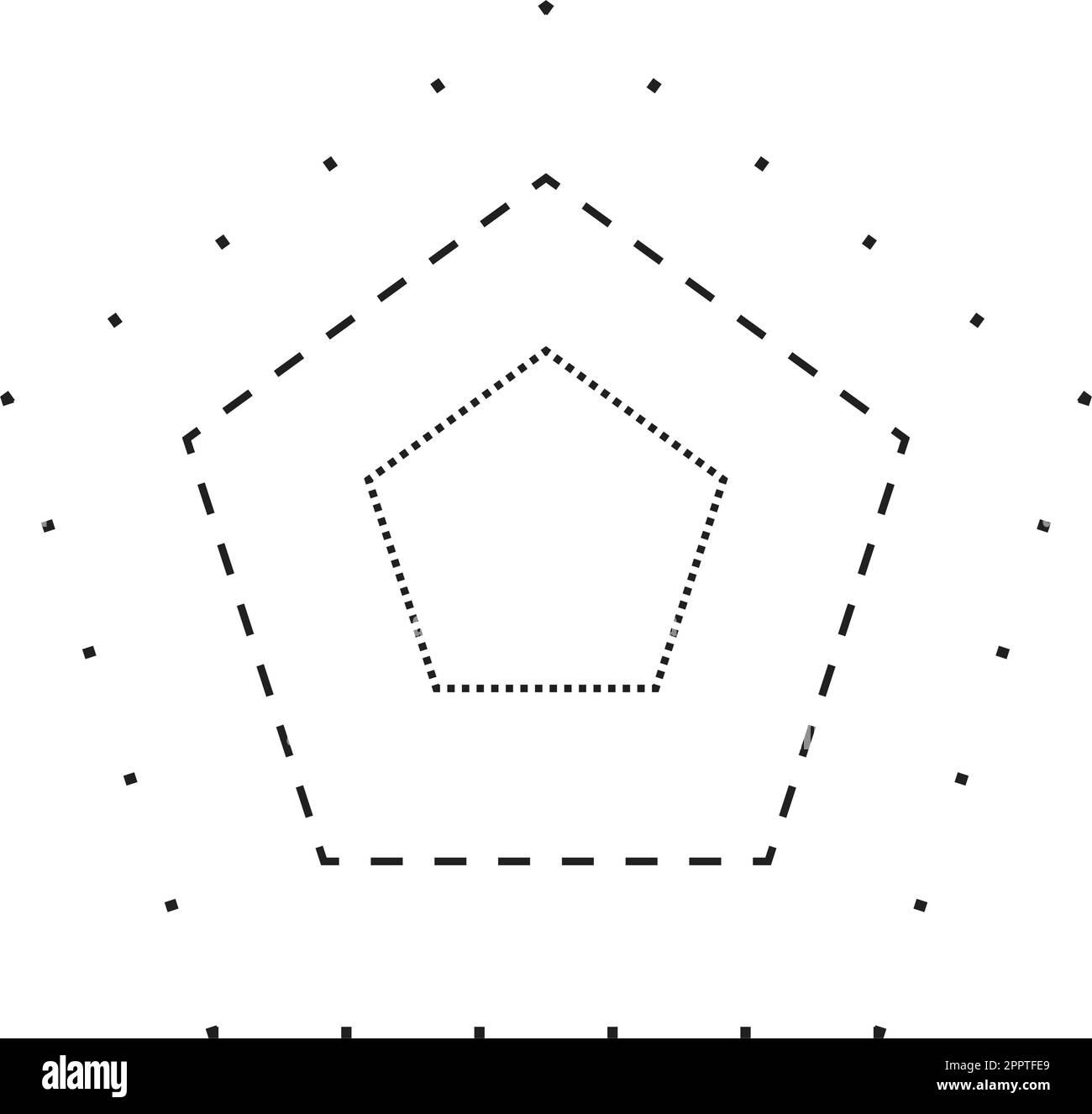 Traçage du symbole de forme du pentagone, trait pointillé et pointillé ...