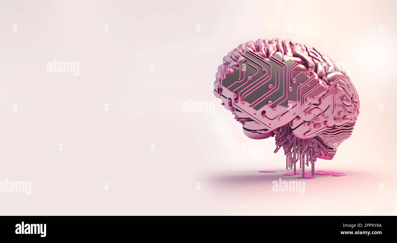 Cerveau humain robotique avec IA. Concept d'intelligence artificielle ...