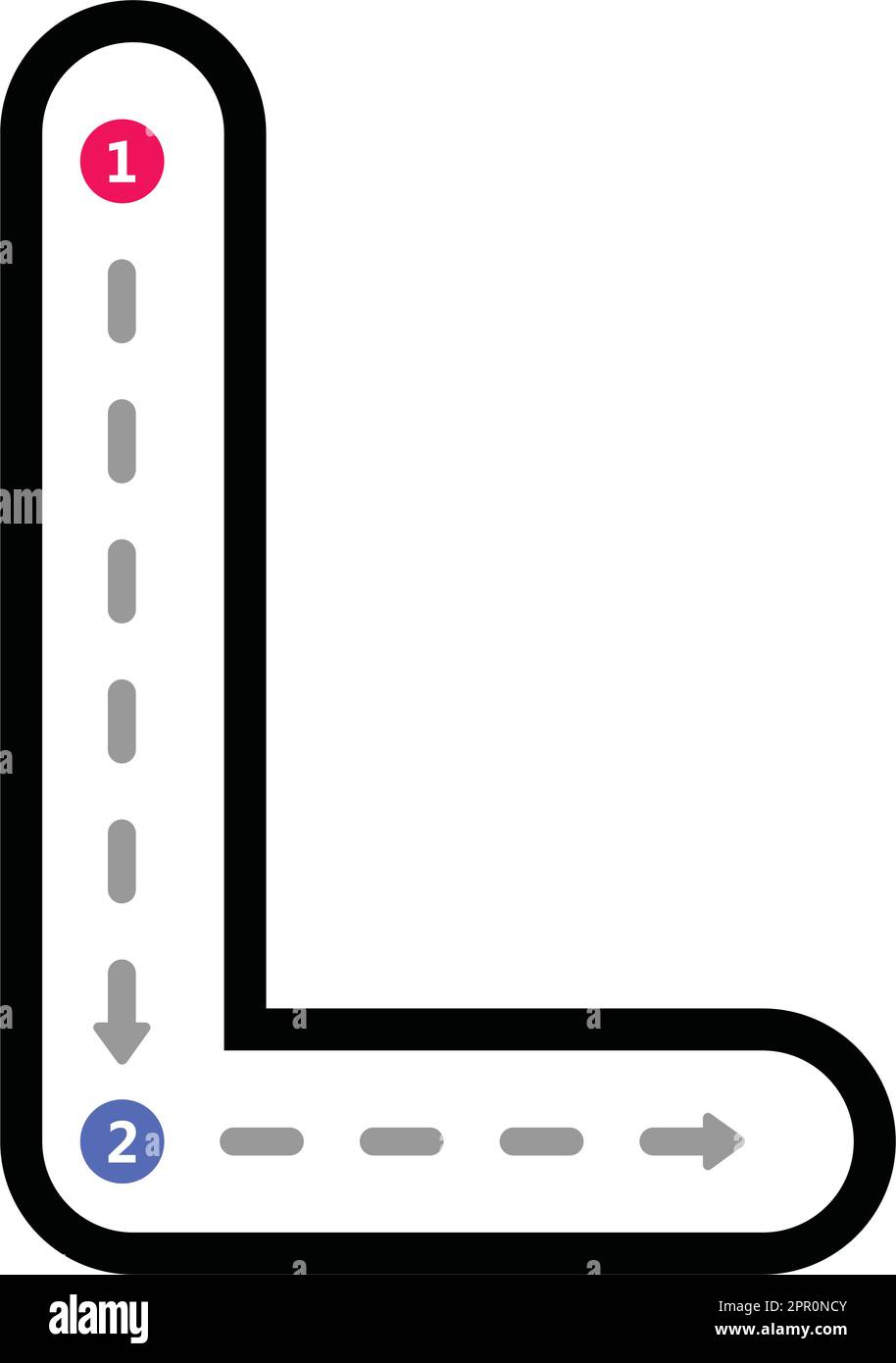 Tracé Alphabet majuscule lettre L élément de ligne pointillée de ...