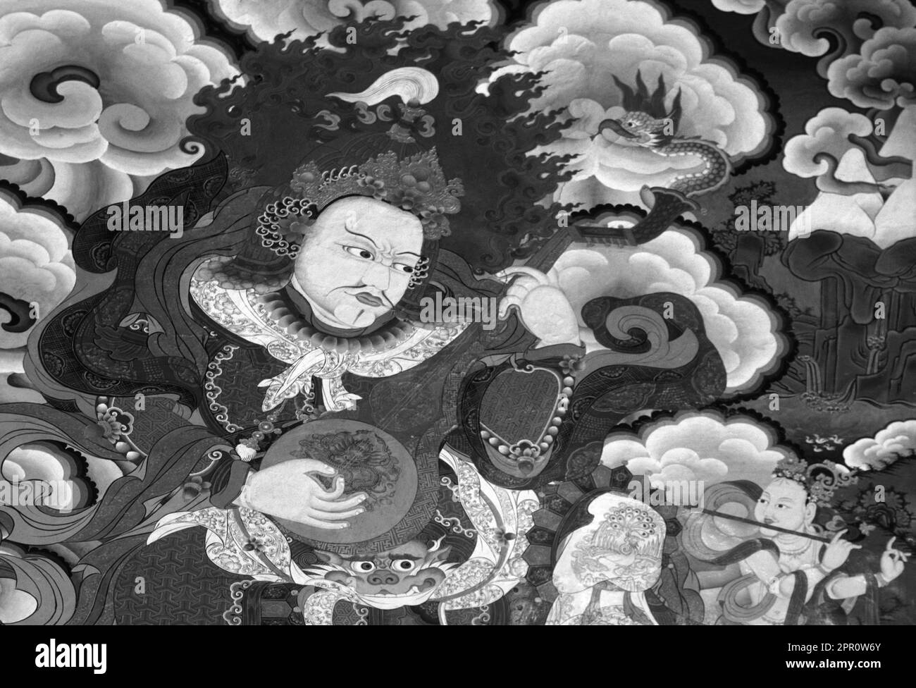 Dhritarashtra, GAURDIAN ROI DE L'EST (à l'origine bon deity), FRESQUE ...