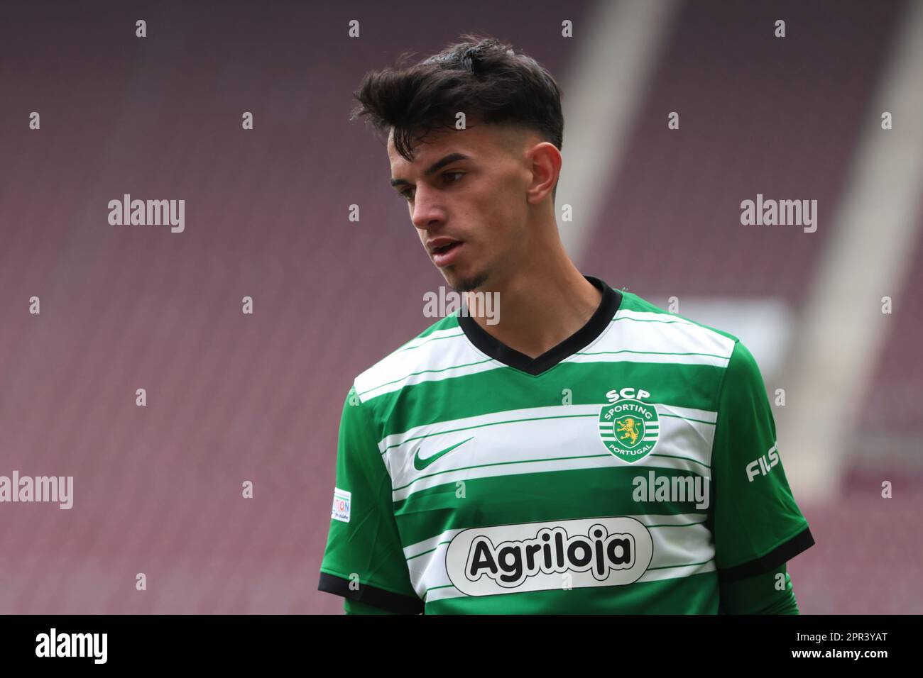 Genève, Suisse, 21st avril 2023. David Monteiro, du Sporting CP, réagit lors du match de la ...