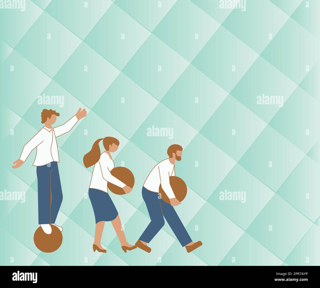 Illustration du groupe réunissant sa propre sphère lourde. Personnes ...