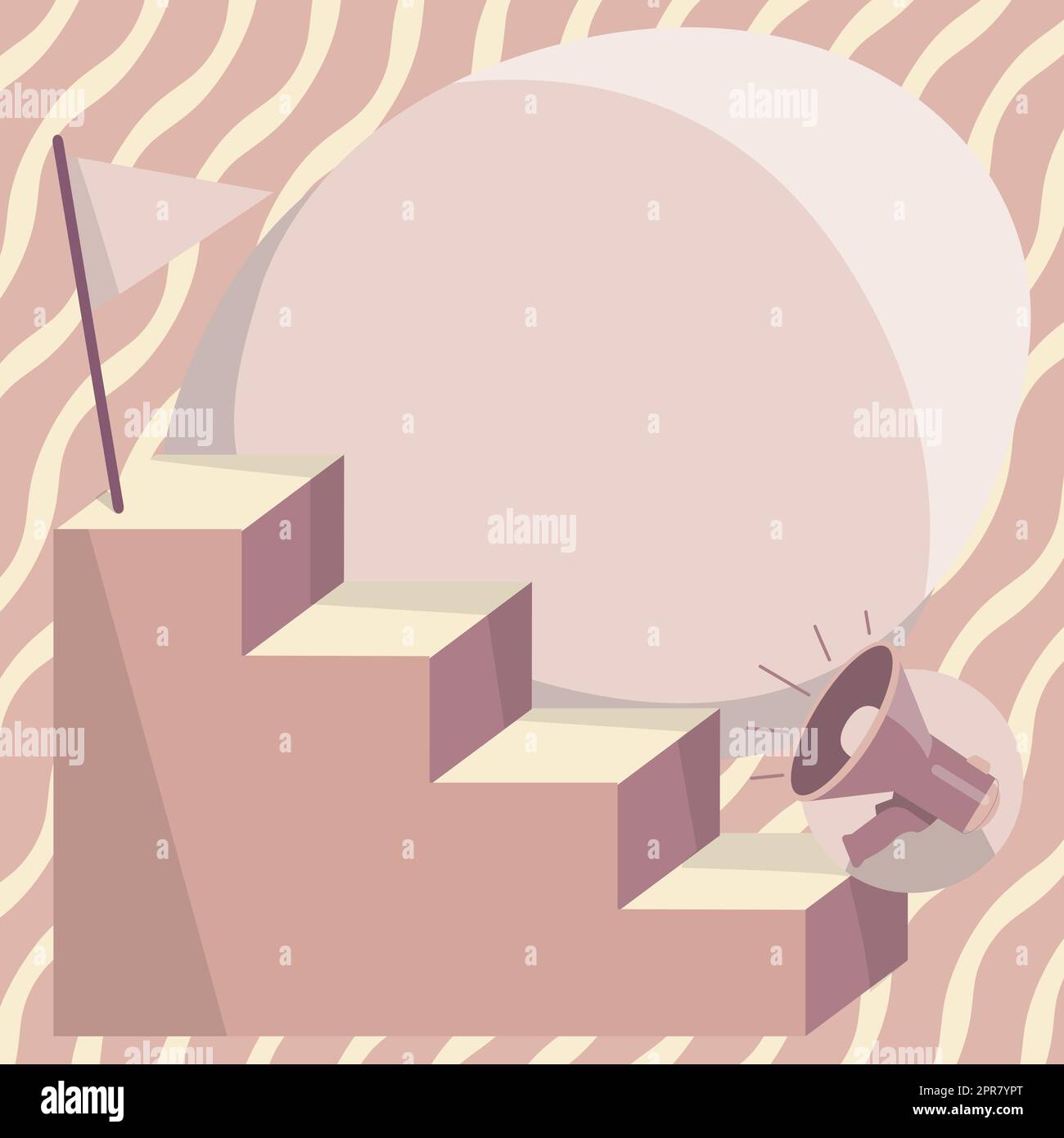 Mégaphone opérationnel grimpant l'escalier atteignant le drapeau de ...