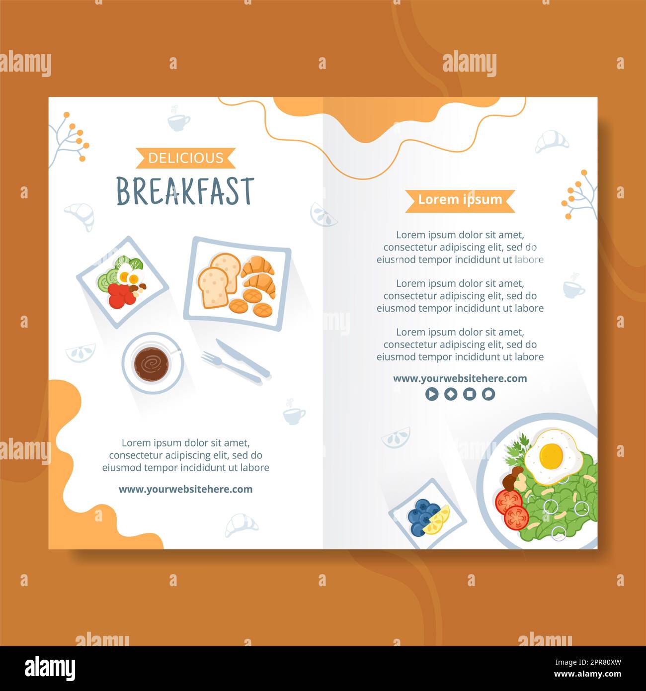 Petit-déjeuner Brochure modèle dessin animé de fond de dessin animé ...