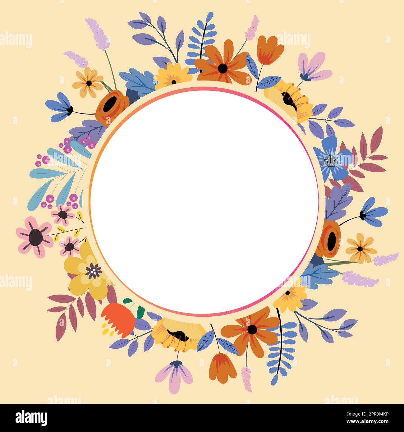 Cadre de texte entouré de coeurs et de feuilles de fleurs assorties ...