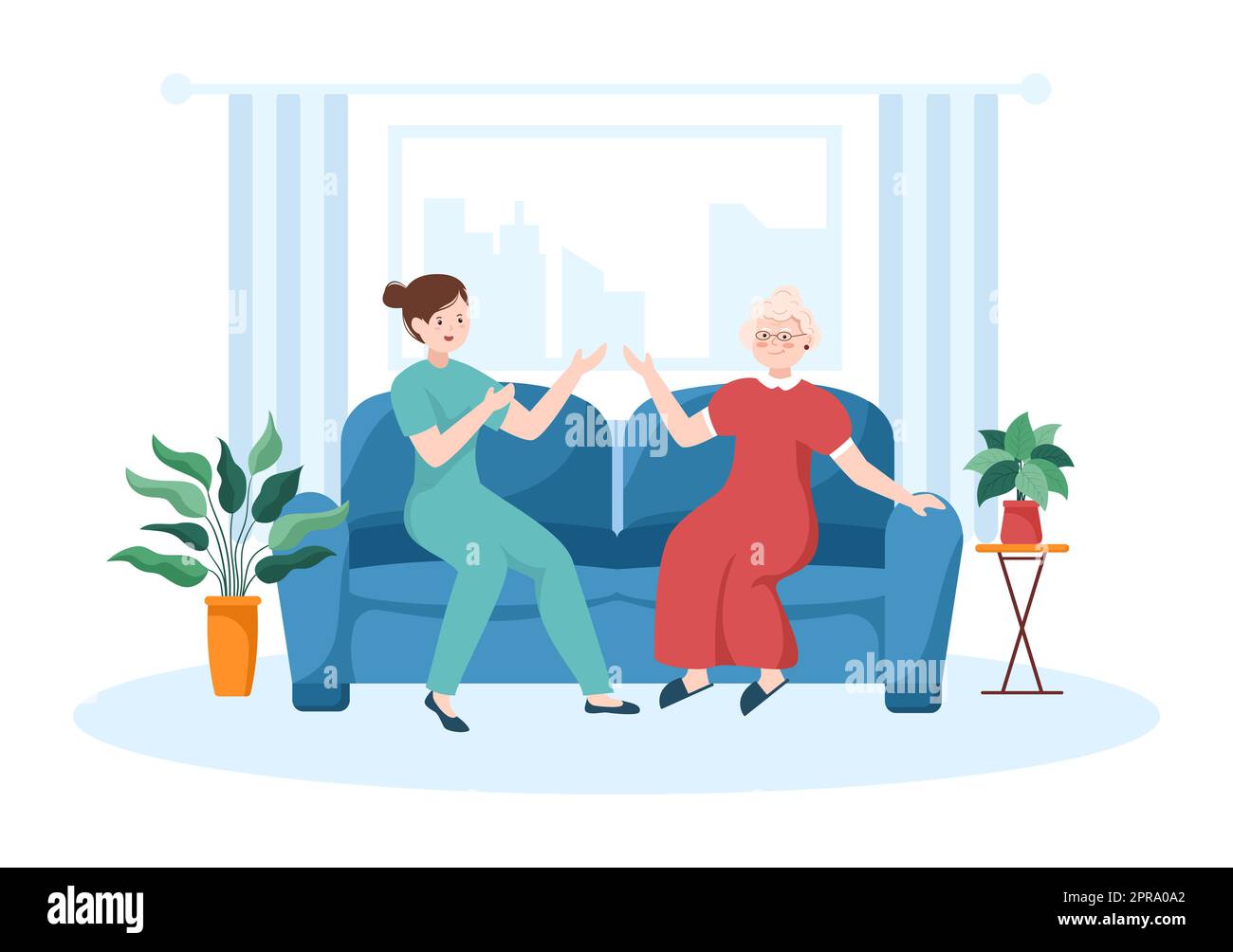 Services de soins aux personnes âgées dessin à la main dessin de dessin ...