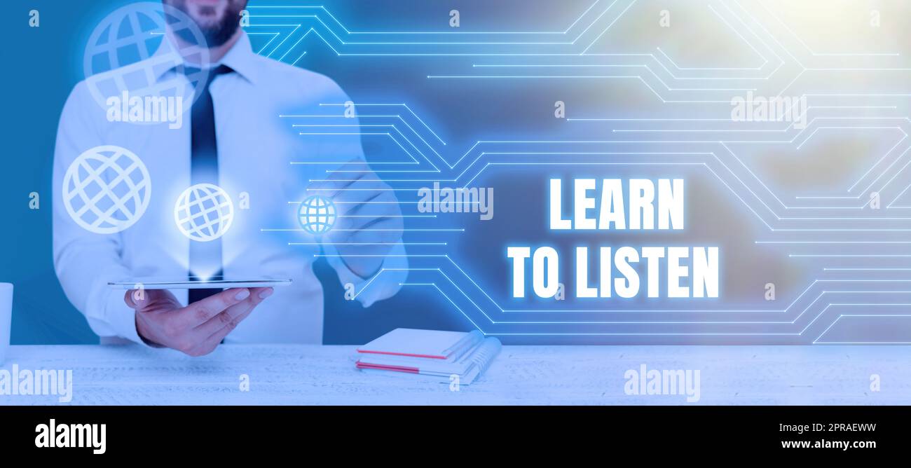 Inspiration montrant le signe apprendre à écouter. Mot pour être en ...