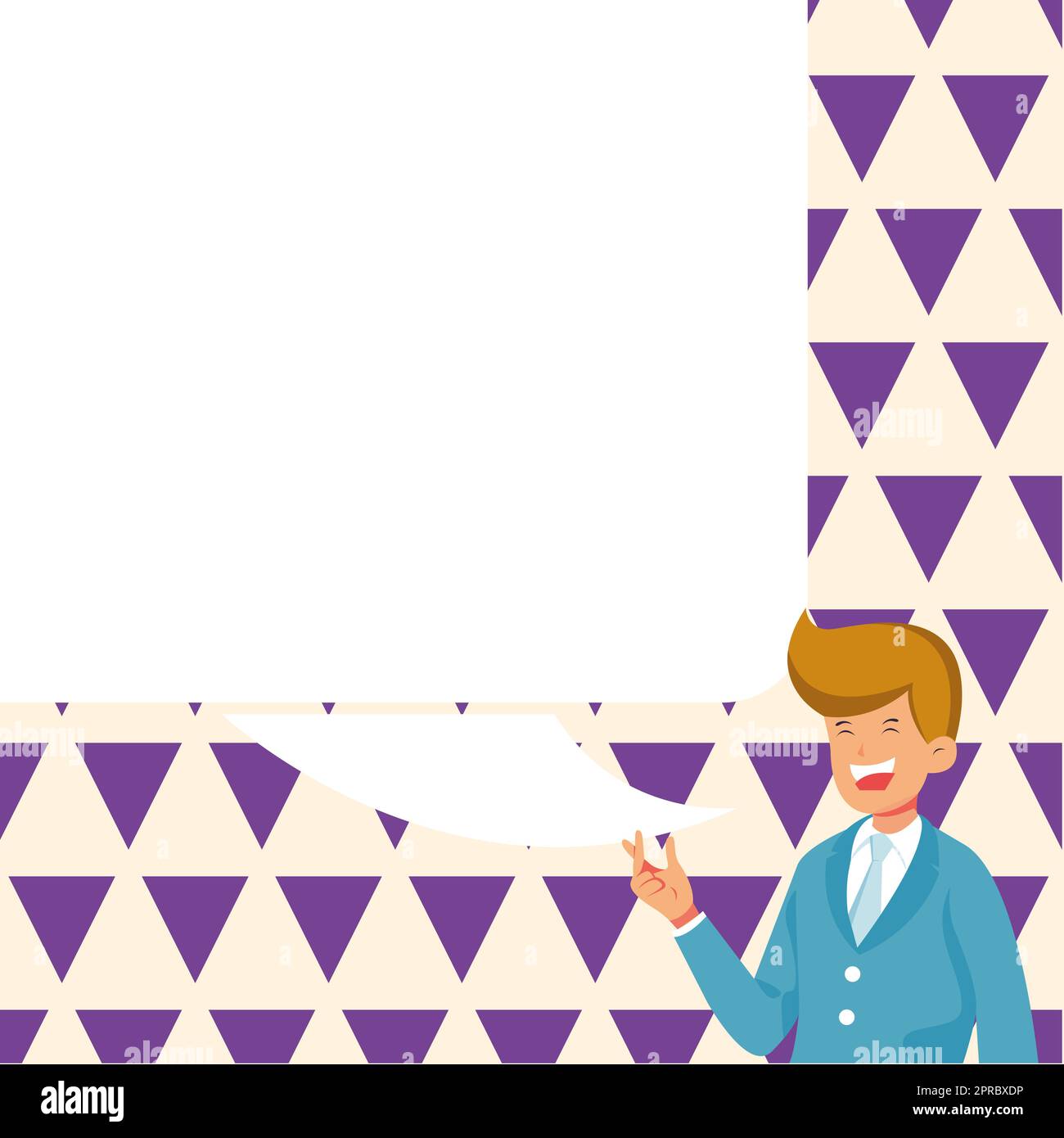 Présentateur avec bulle de conversation montrant une nouvelle annonce ...