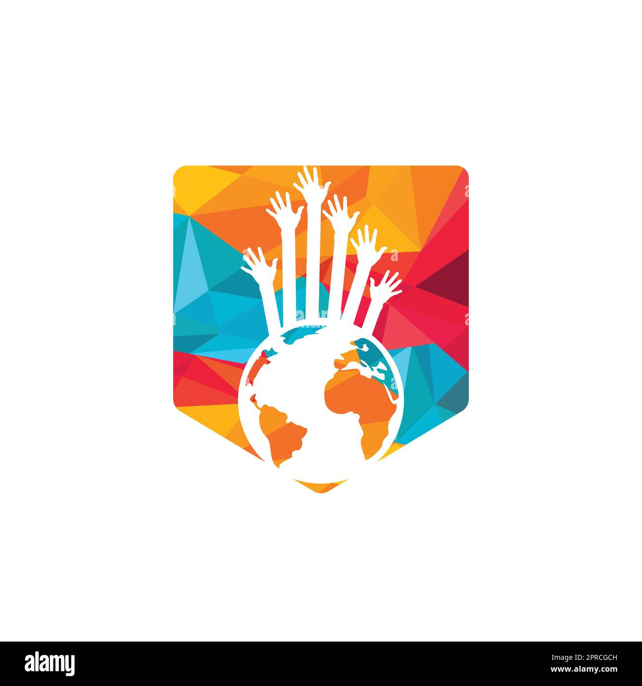 Modèle de conception de logo vectoriel de mains mondiales. Concept du ...