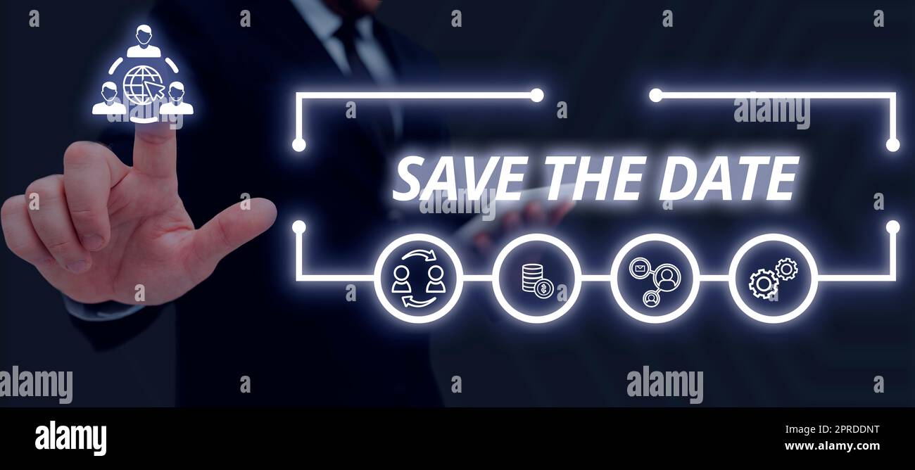 Texte montrant inspiration Enregistrer la date. Mot écrit sur les ...