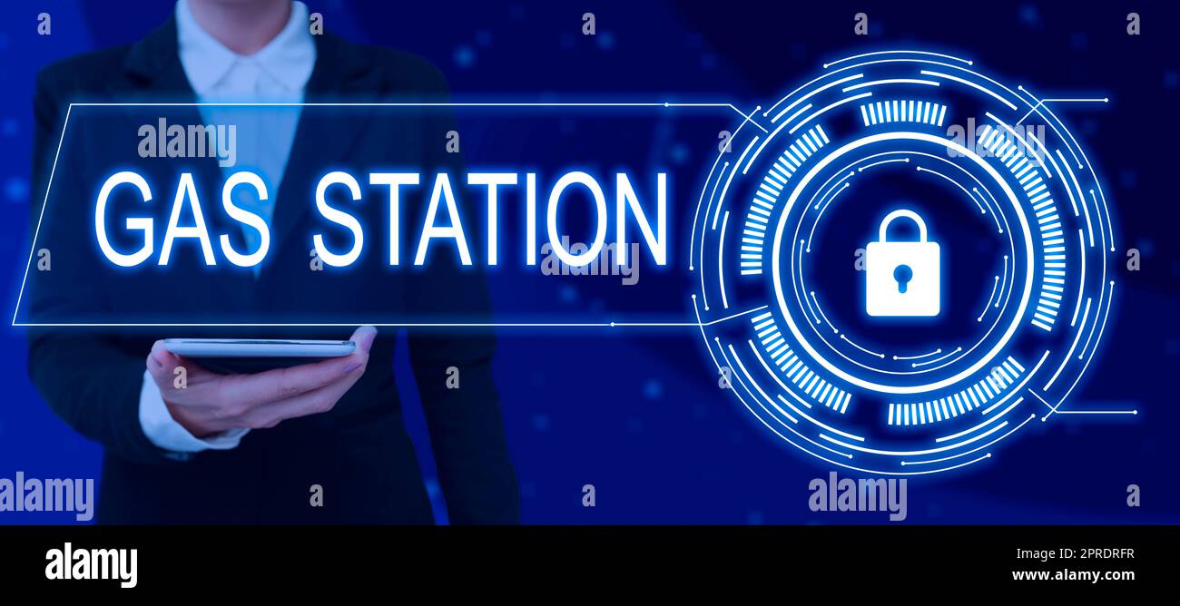 Affichage conceptuel station-service. Idée commerciale pour l'entretien des véhicules ...