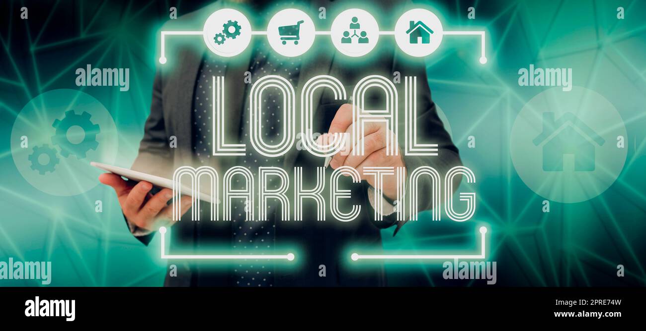 Légende de texte présentant le marketingA entreprise locale où un produit achète et vend dans la ...