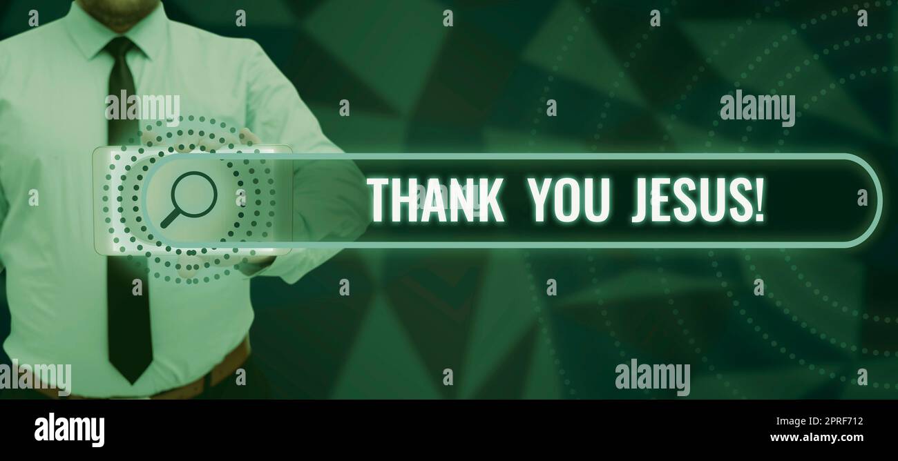 Légende conceptuelle Merci Jésus. Vitrine d'affaires être reconnaissant ...