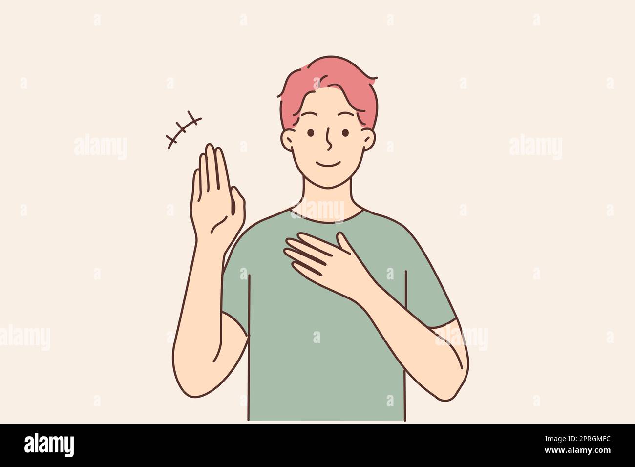 Jeune homme souriant parlant en utilisant le langage des signes. Un ...