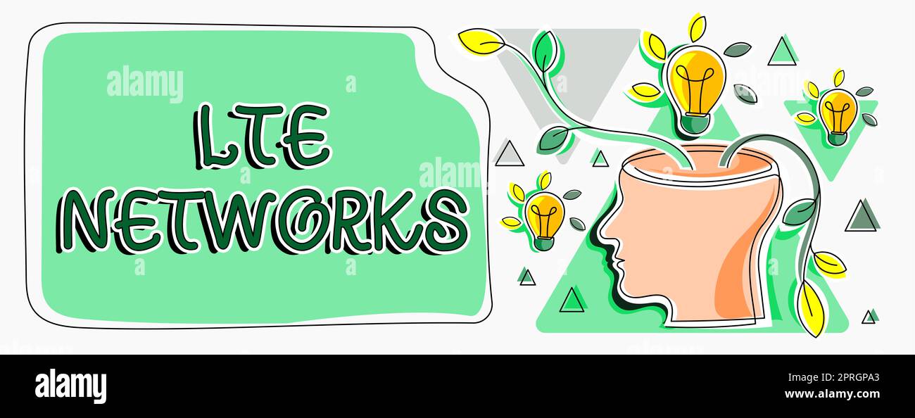 Affichage conceptuel réseaux LTE, Word écrit sur la connexion réseau la plus rapide disponible ...