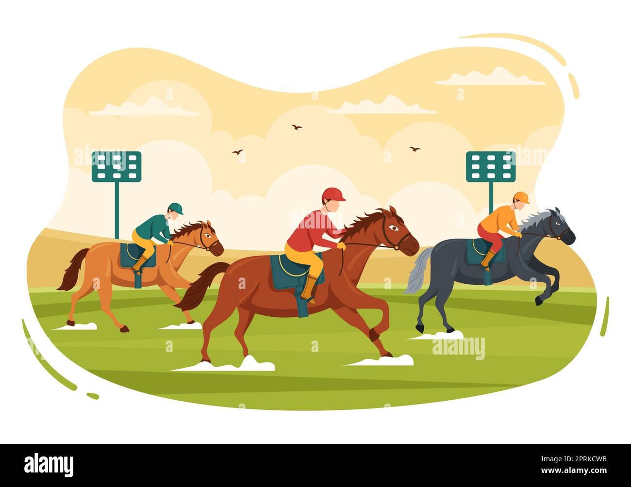 Concours de courses hippiques dans un champ de courses avec un sport ...