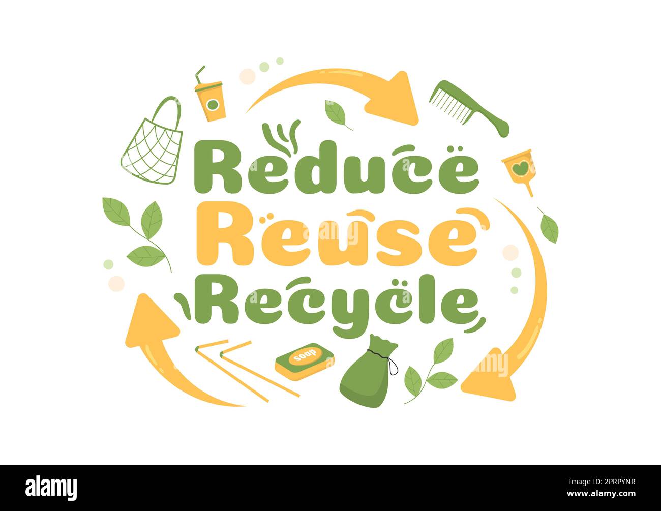 Modèle zéro déchet dessin à la main dessin à plat de dessin animé ...