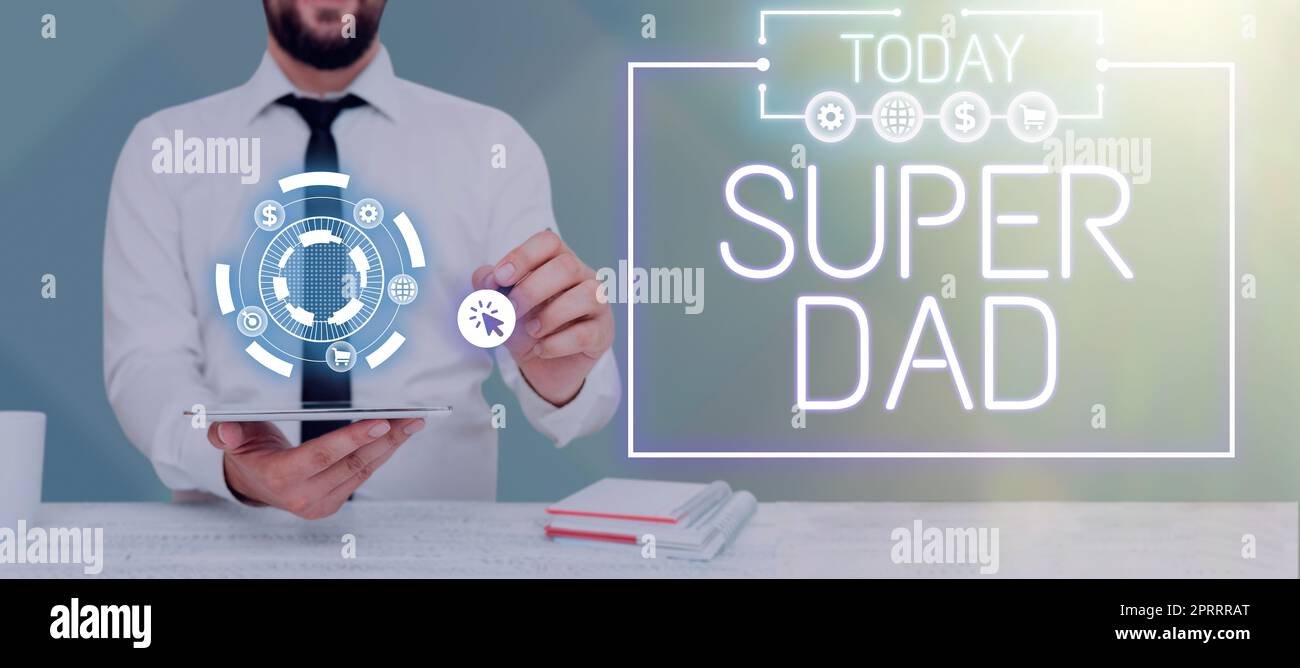 Légende du texte présentant Super papa. Mot pour enfants idol et super ...
