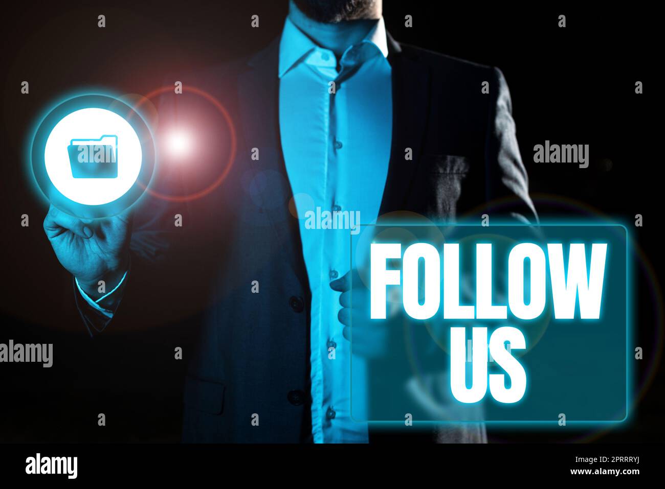 Texte d'écriture Suivez-nous. Approche d'entreprise pour inviter une ...