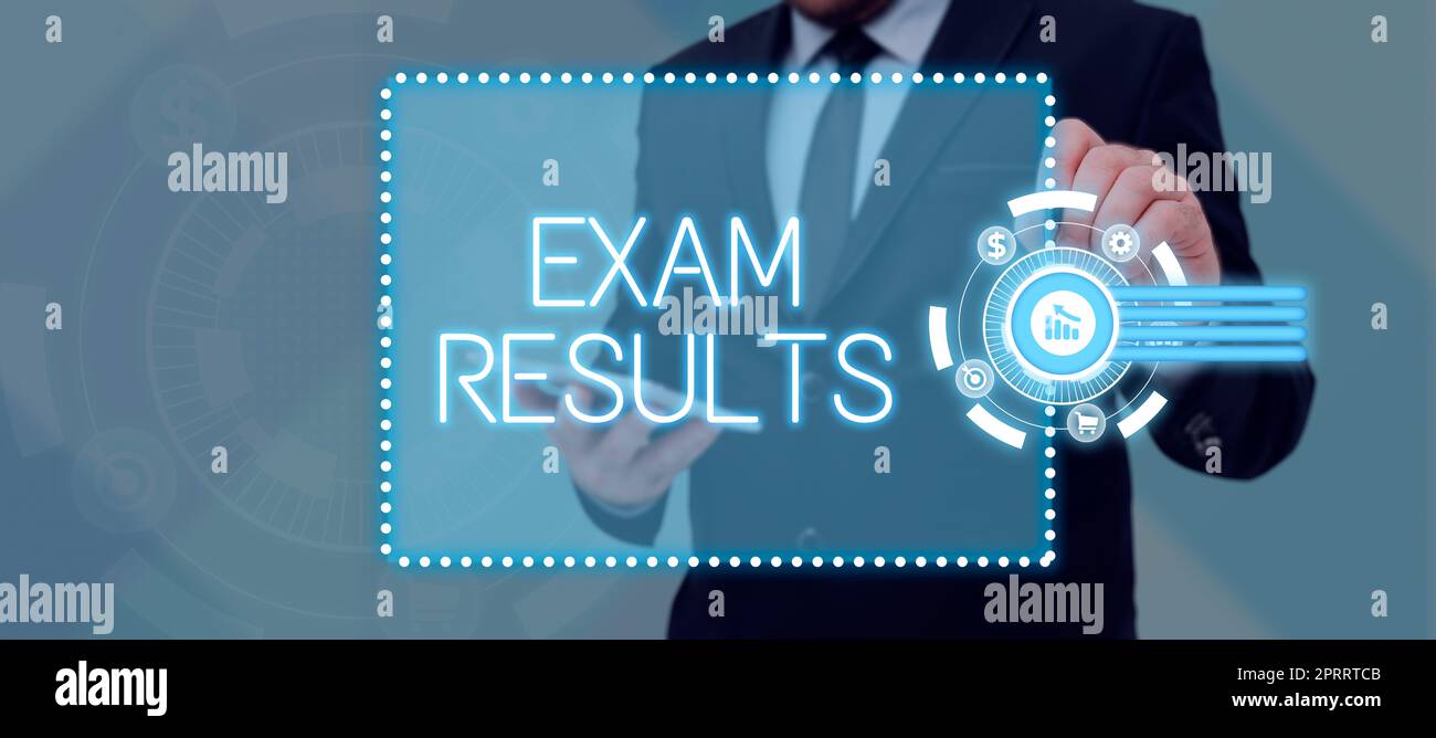 Affiche les résultats de l'examen. Mot écrit sur un résultat d'un test ...