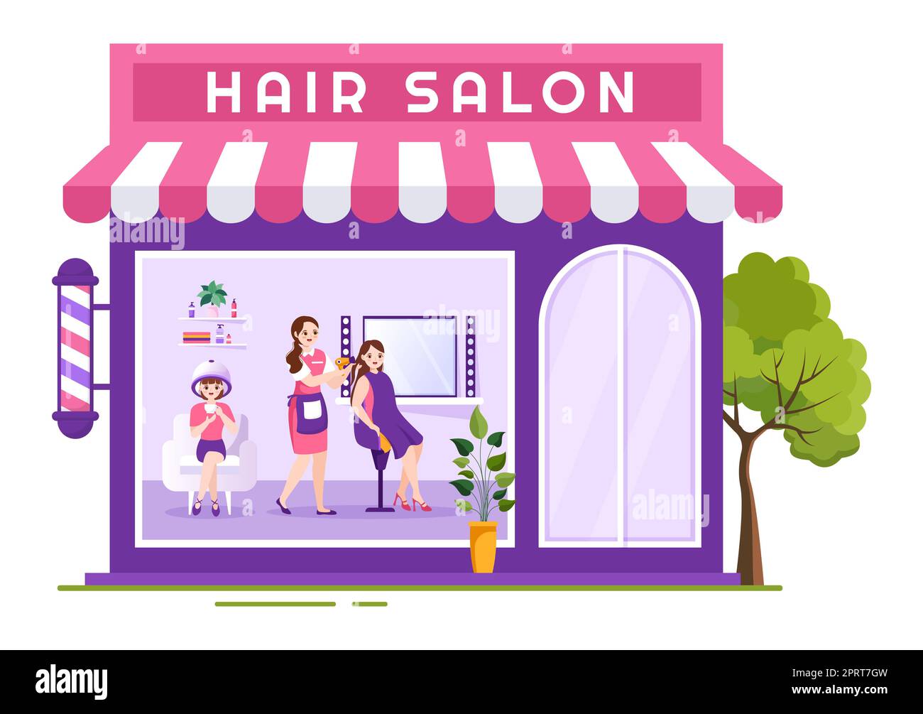 Salon de coiffure avec coiffeur, coupe de cheveux, soins des cheveux et coiffure dans salon de ...