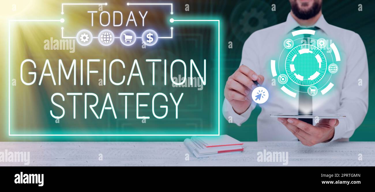 Écriture affichage de texte gamification Stratégie, mot écrit sur l'utilisation récompenses pour ...