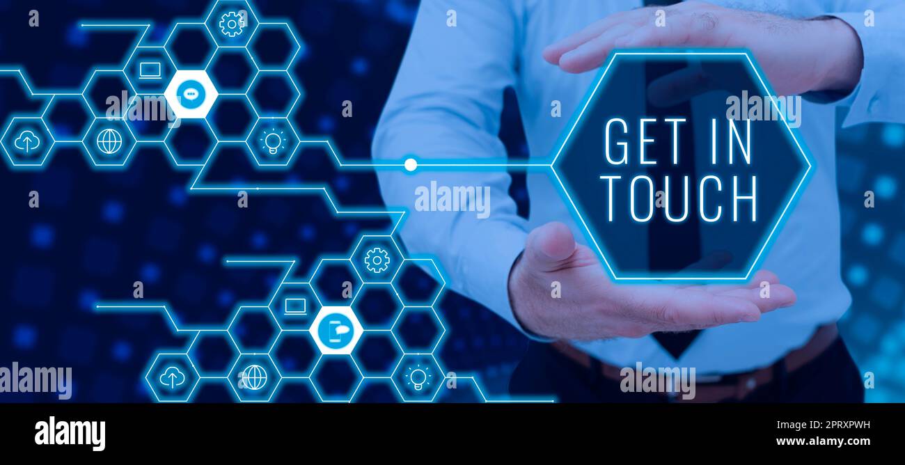 Légende conceptuelle rester en contact, présentation de l'entreprise ...