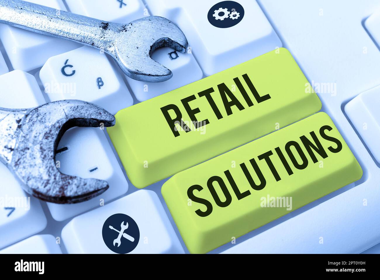 Affiche textuelle montrant des solutions de vente au détail, processus ...