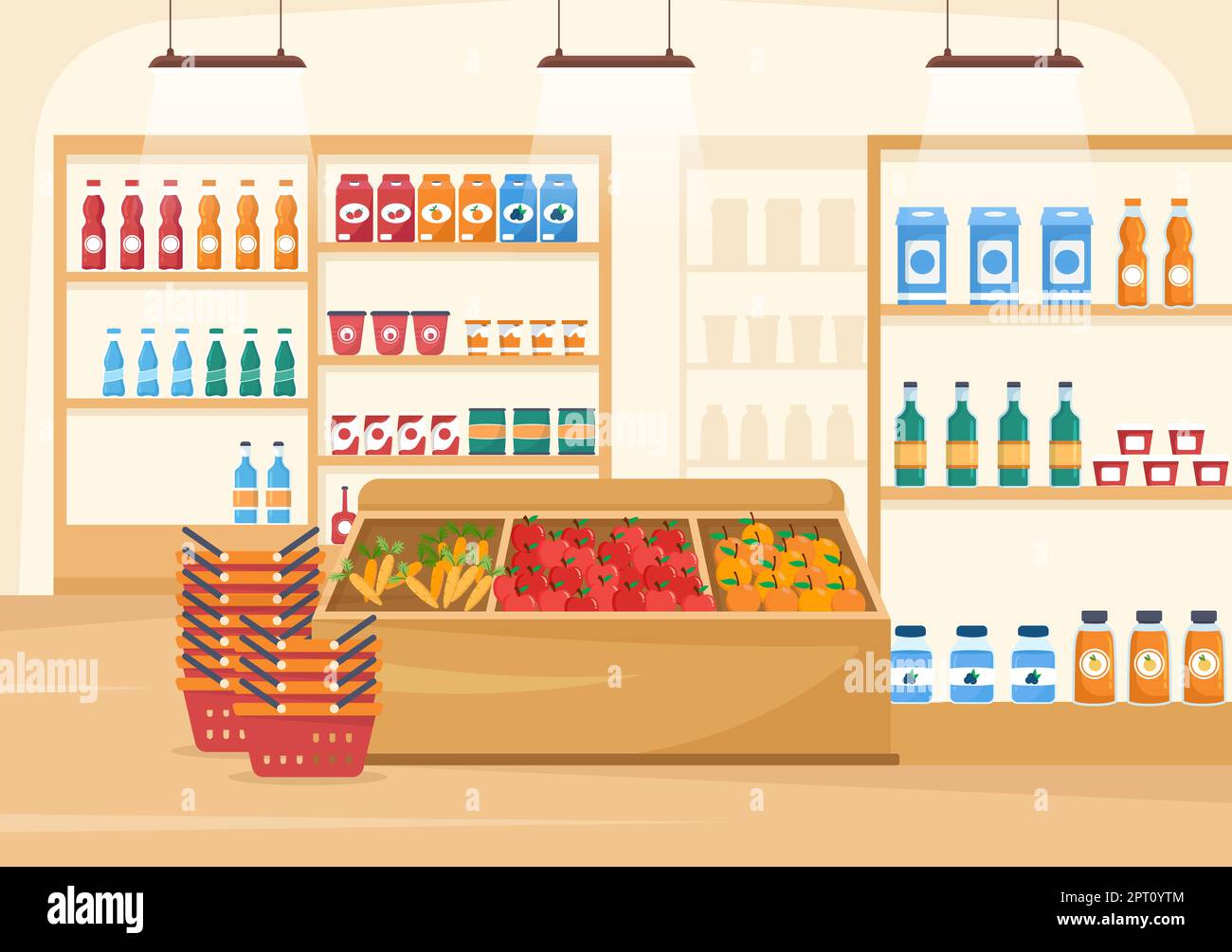 Magasin d'alimentation ou supermarché avec étagères de produits ...