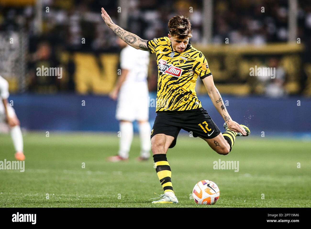 Athènes, Grèce. 26th avril 2023. Lazaros Rota, joueur d'AEK, est en ...