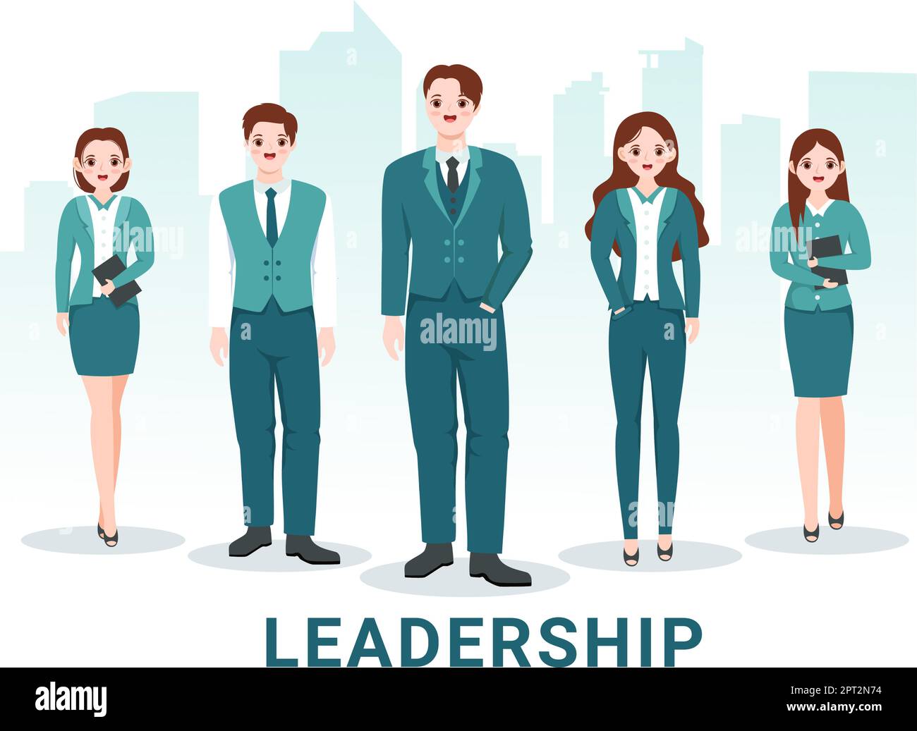 Le leadership d'entreprise avec le chef d'entreprise aide l'équipe à se ...