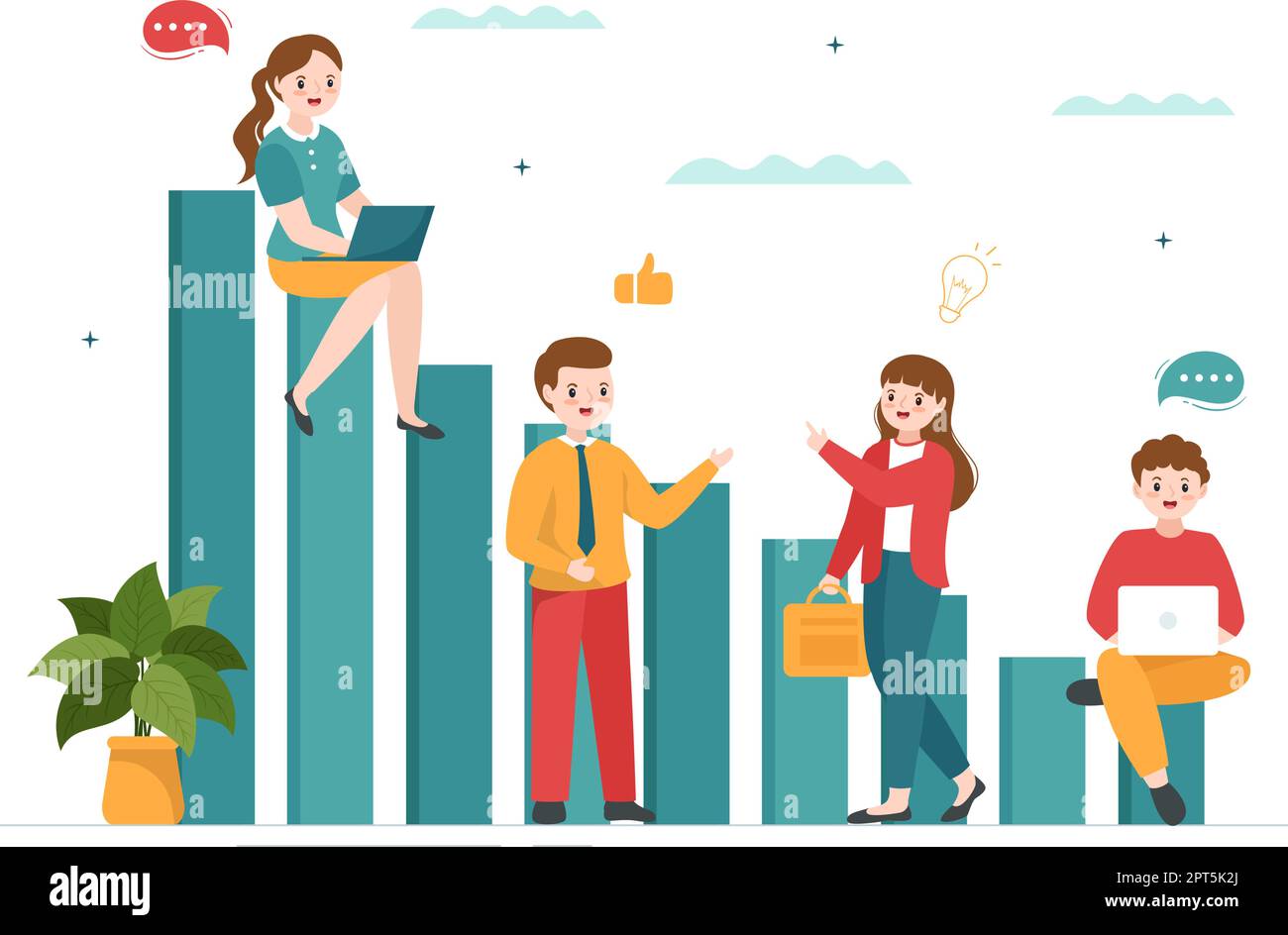 Le leadership d'entreprise avec le chef d'entreprise aide l'équipe à se développer pour réussir ...