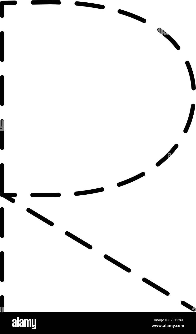 Traçage lettre alphabétique R préécriture élément en pointillés pour ...