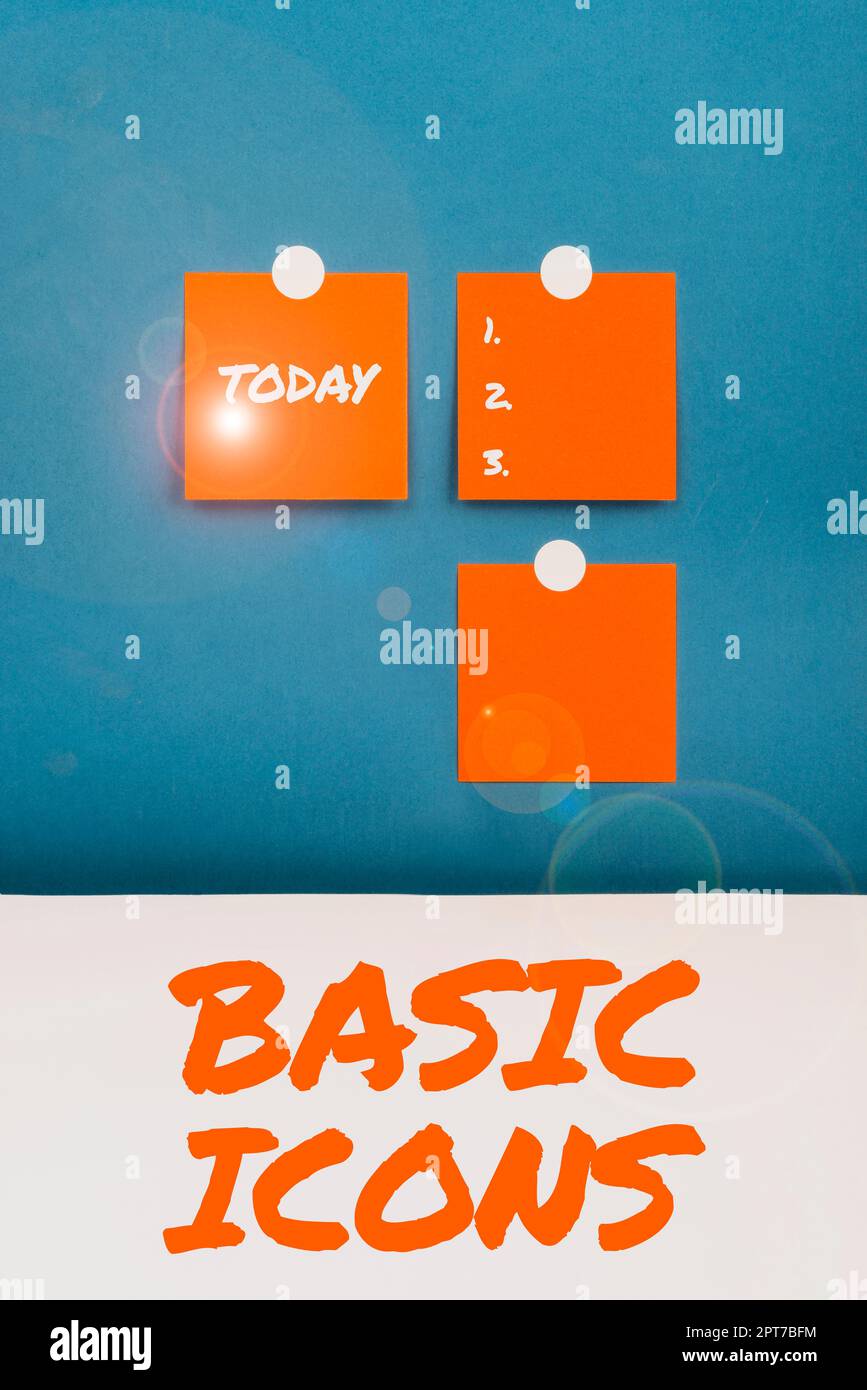 Affichage conceptuel icônes de base, mot écrit sur un pictogramme ou un ...