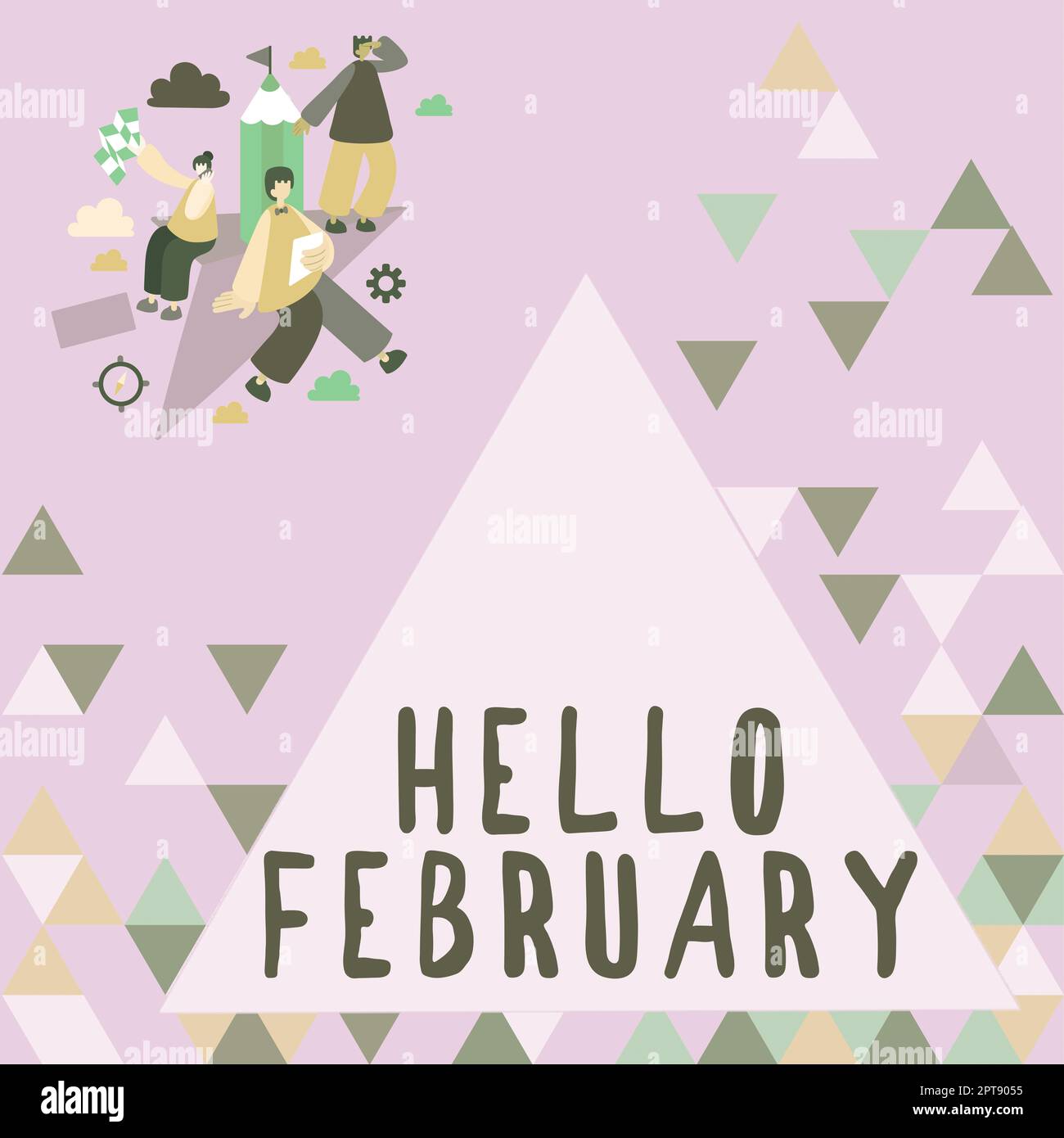 Rédaction affichant le texte Bonjour février, message d'accueil de l ...