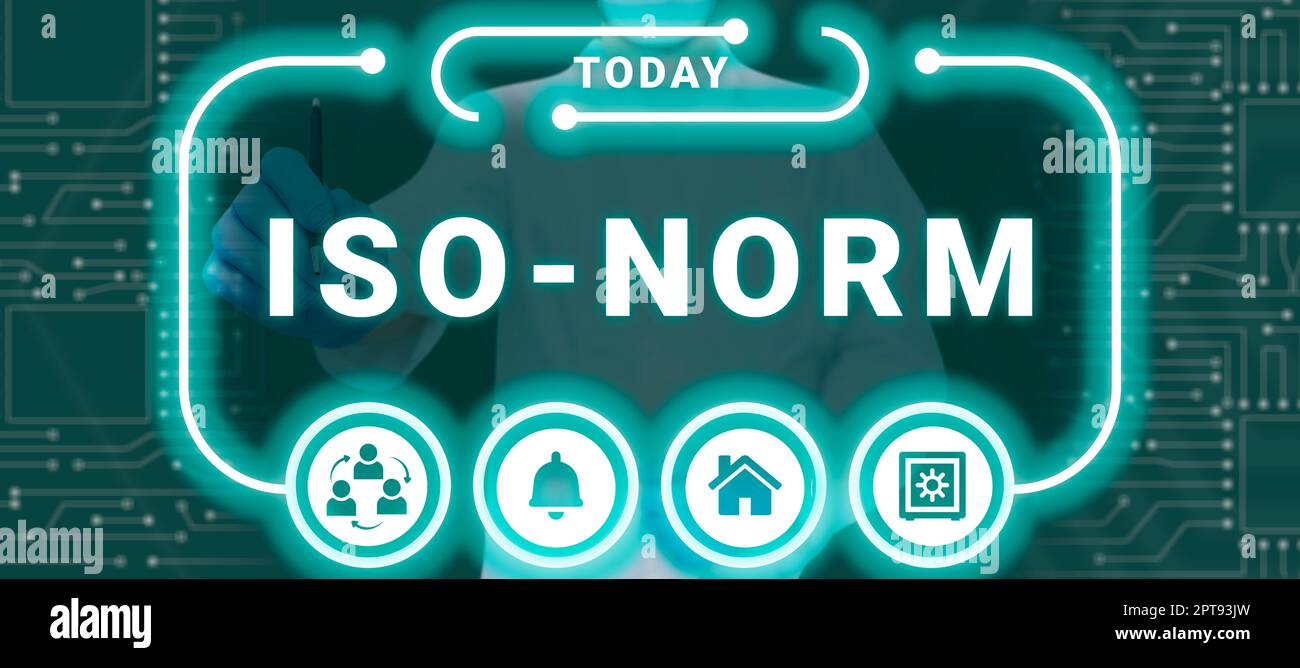 Affichage conceptuel norme ISO, mot pour une norme acceptée ou une ...