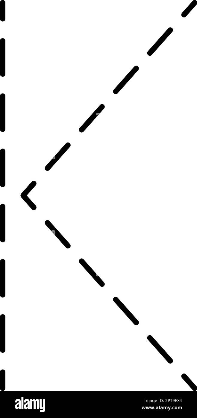 Traçage lettre K de l'alphabet pré-écriture élément en pointillés pour ...
